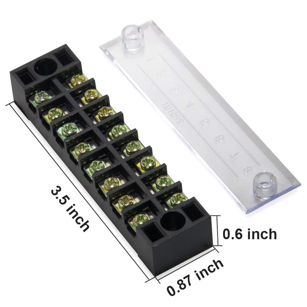 12pcs(6 Sets) 8 Positions 600V 15A Dual Row Screw Terminal – MILAPEAK